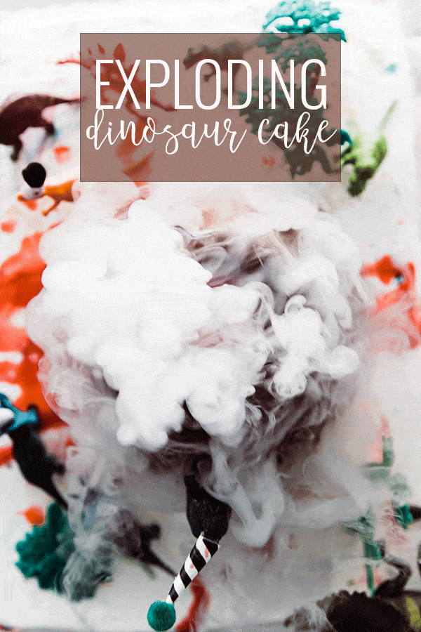 Exploding Volcano Cake with dinosaurs! - Oh So Delicioso